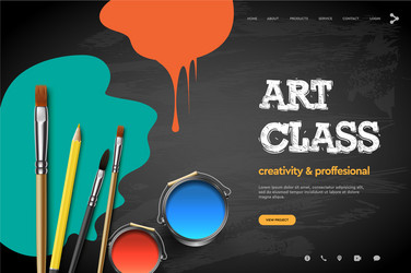 Web page design template for art school studio Vector Image