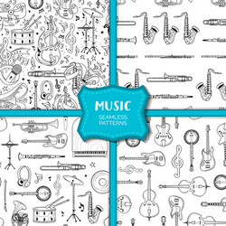 Musical instruments hand drawn outline seamless Vector Image