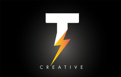 T letter logo design with lighting thunder bolt Vector Image