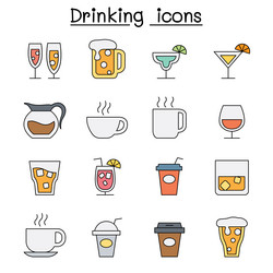 Eating and drinking icon set Royalty Free Vector Image