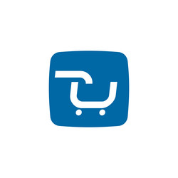 Online shopping app logo with cart icon Royalty Free Vector