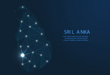 Sri lanka communication network map low poly Vector Image