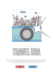Travel paris poster with camera Royalty Free Vector Image