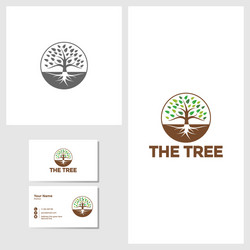Tree logo design with business card and t shirt Vector Image