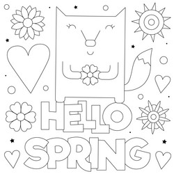 Hello spring coloring page Royalty Free Vector Image