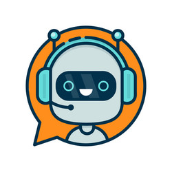 Chatbot cute robot in chat bubble icon isolated Vector Image