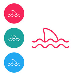 Isometric line shark fin in ocean wave icon Vector Image