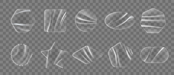 Transparent round plastic stickers adhesive patch Vector Image