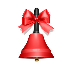 Red metal bell with bow isolated on a white Vector Image