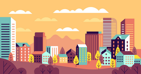 Simple City Landscape Vector Images (over 6,100)