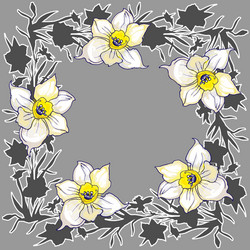 Botanical circle wreath with hand drawn outline Vector Image