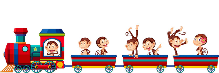 Monkey driving the train Royalty Free Vector Image