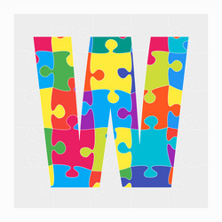Colorful puzzle letter - w jigsaw creative font Vector Image