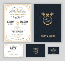 Dark cyan wedding invitation card foil design Vector Image