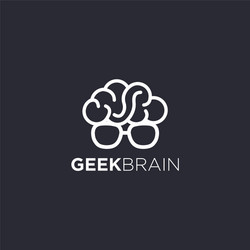 Brain head geek logo Royalty Free Vector Image