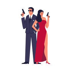 Special secret agent running with a gun Royalty Free Vector