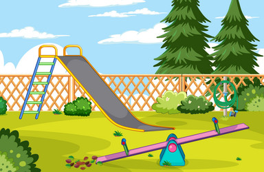 Blank kids playground with slides in scene Vector Image