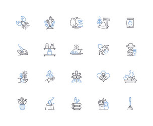 Farm management line icons collection agronomy Vector Image