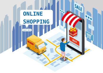 Online shopping express delivery service courier Vector Image