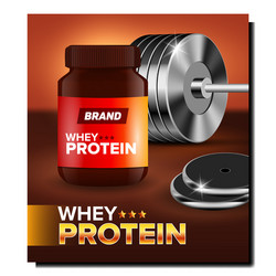 Whey protein creative advertising poster Vector Image