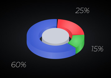 3d donut chart infographic concept with three Vector Image
