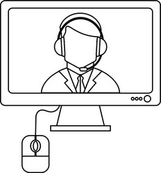 Call center and customer service black and white Vector Image
