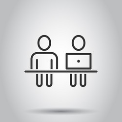 People with laptop computer icon in flat style pc Vector Image