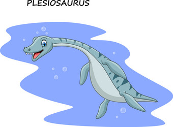 Cartoon smiling plesiosaurus Royalty Free Vector Image
