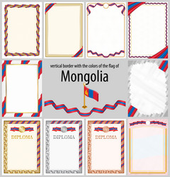Frame and border of mongolia colors flag Vector Image