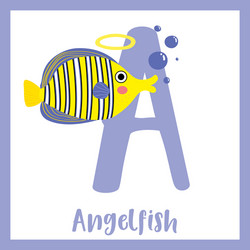 Letter a lowercase tracing angelfish Royalty Free Vector