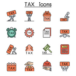 Tax color line icon set Royalty Free Vector Image