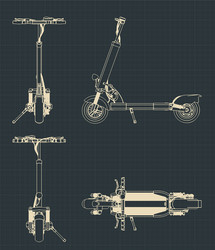 Foldable electric scooter blueprints Royalty Free Vector