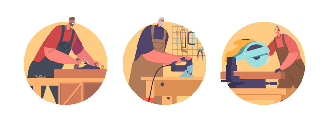 Male carpenter work in a carpentry workshop Vector Image