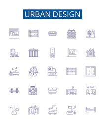 Urban design line icons signs set Royalty Free Vector Image