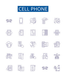 Mobile line icons signs set design collection Vector Image