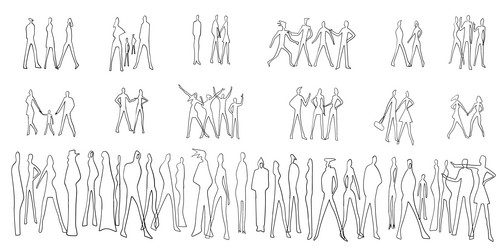 Group of modern people abstract silhouette set Vector Image