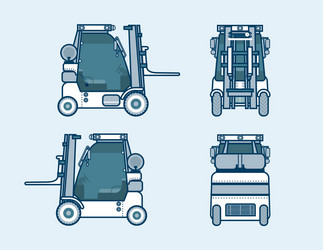 Loader front side back view in line style Vector Image