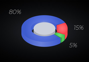 3d donut chart infographic concept with three Vector Image