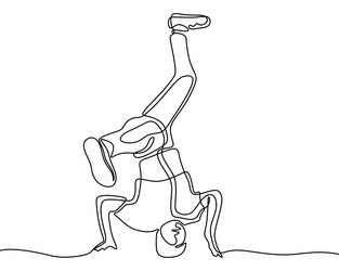 Continuous line drawing break dancer isolated Vector Image
