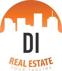 Initial letter di circle triangle logo design Vector Image