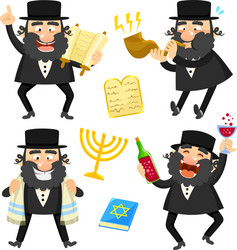 Rabbi with payot wearing traditional clothes Vector Image