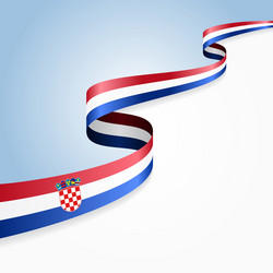 Croatian flag wavy ribbon background Royalty Free Vector