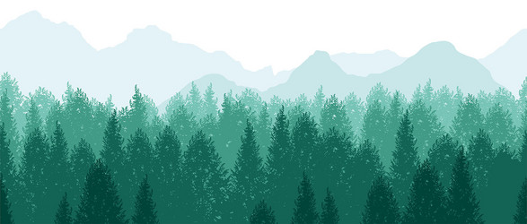 Seamless hilly spring forest background Royalty Free Vector