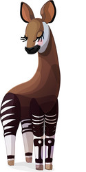 Okapi cute funny cartoon kawaii clipart colorful Vector Image