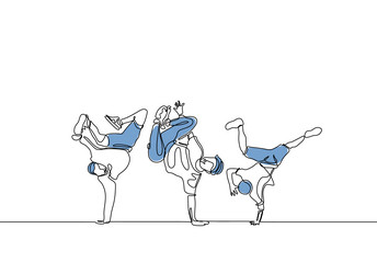 Continuous line drawing break dancer isolated Vector Image