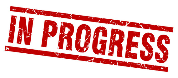 Square grunge red in progress stamp Royalty Free Vector