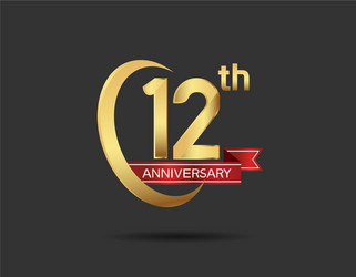 12 years anniversary logo style with swoosh Vector Image