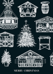 Christmas market frame design on chalkboard Vector Image