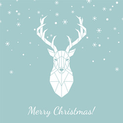 Geometric deer horns merry christmas greeting Vector Image