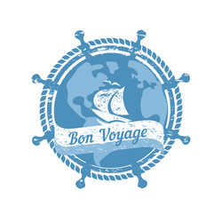 Nautical emblem with ship Royalty Free Vector Image